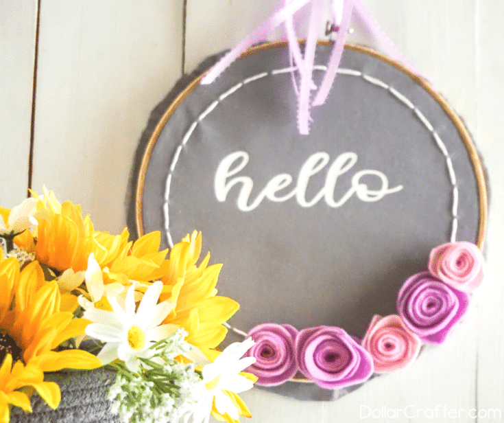 Homemade Hello Spring Embroidery Hoop Wreath ⋆ Dollar Crafter