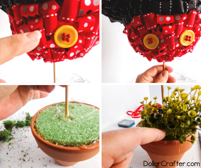 DIY Looped Ribbon Mickey Mouse Topiary Tutorial ⋆ Dollar Crafter