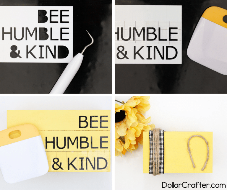 Bee Humble and Kind Stacked Books: DIY Cricut Decor ⋆ Dollar Crafter