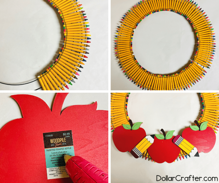 DIY Teacher Crayon Wreath: The Coolest Back to School Gift ⋆ Dollar Crafter
