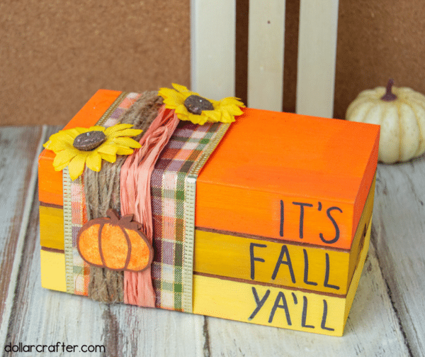 DIY Dollar Tree Autumn Stacked Book Craft ⋆ Dollar Crafter