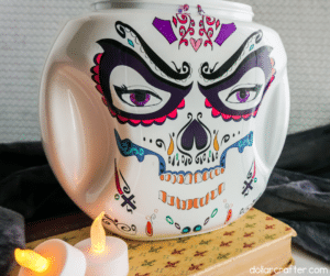 DIY Sugar Skull Laundry Jug Luminary ⋆ Dollar Crafter