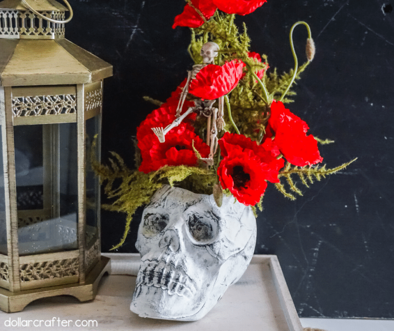 Homemade Skull Flower Vase Made From Dollar Tree Items! ⋆ Dollar Crafter