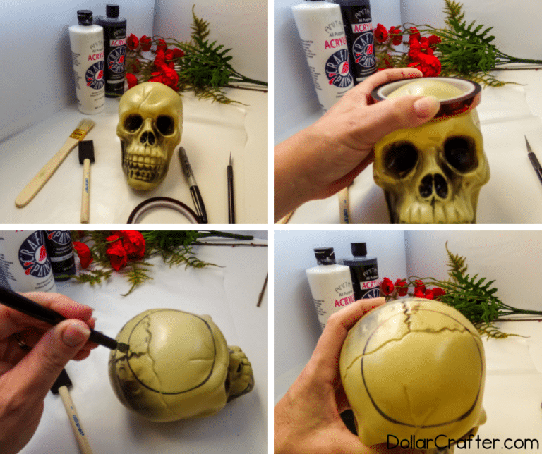 Homemade Skull Flower Vase Made From Dollar Tree Items! ⋆ Dollar Crafter